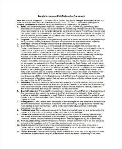 FREE 7+ Sample Investment Club Agreement Forms in PDF | MS Word