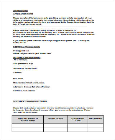FREE 10 Sample Job Application Forms In MS Word PDF Excel Sample Job ...
