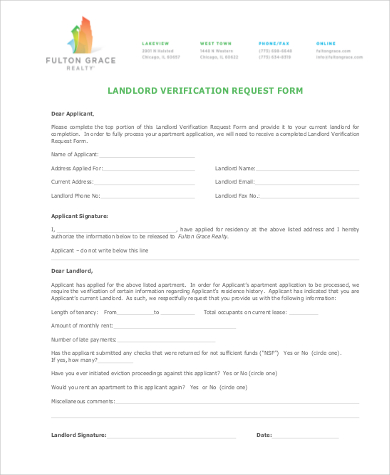 FREE 11+ Landlord Verification Form Samples, PDF, MS Word, Google Docs