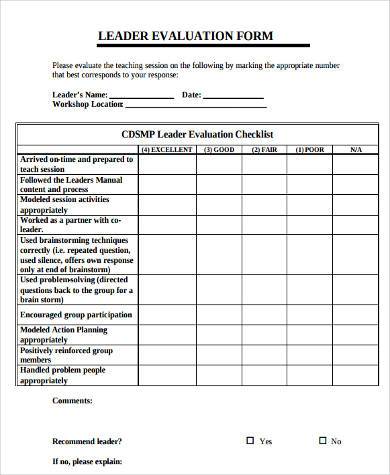 FREE 8+ Sample Leadership Evaluation Forms in PDF