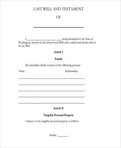 FREE 7+ Sample Legal Will Forms in PDF | MS Word