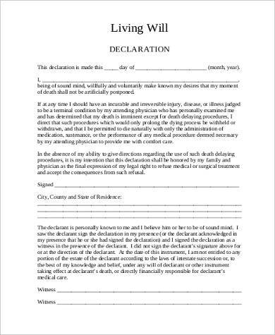 FREE 9+ Sample Living Will Forms in PDF | MS Word