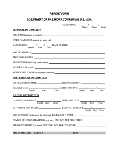 FREE 11+ Lost Passport Form Samples, PDF, MS Word, Google Docs