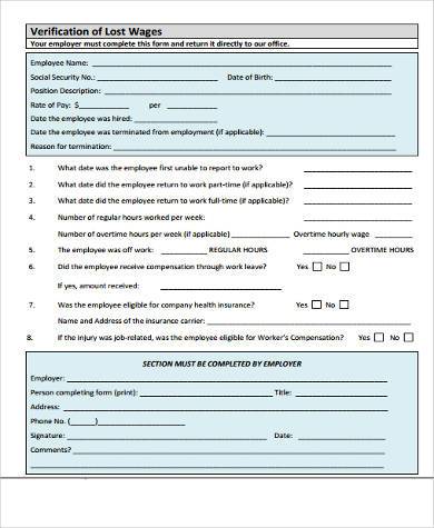 FREE 9+ Sample Wage Verification Forms in PDF | MS Word
