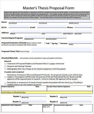 FREE 8+ Sample Thesis Proposal Forms in PDF | MS Word