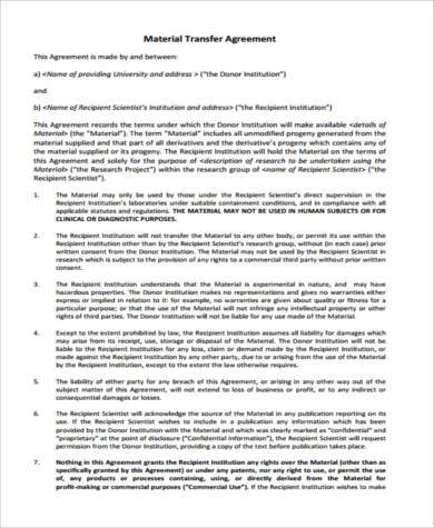 FREE 10+ Sample Transfer Agreement Forms in PDF | MS Word | Excel