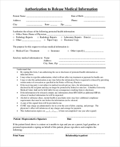 FREE 10+ Sample Medical Release of Information Forms in PDF | MS Word | Excel