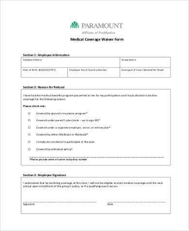 FREE 10+ Medical Waiver Form Samples in PDF | MS Word | Excel