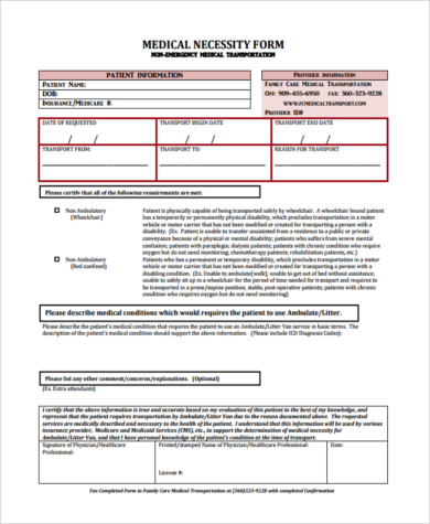 FREE 8+ Sample Medical Necessity Forms in PDF | MS Word