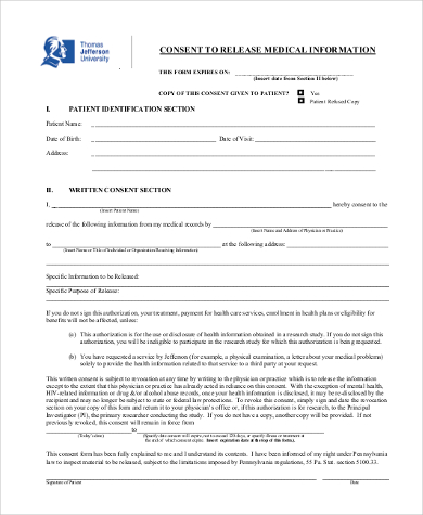 FREE 10+ Sample Medical Release of Information Forms in PDF | MS Word | Excel