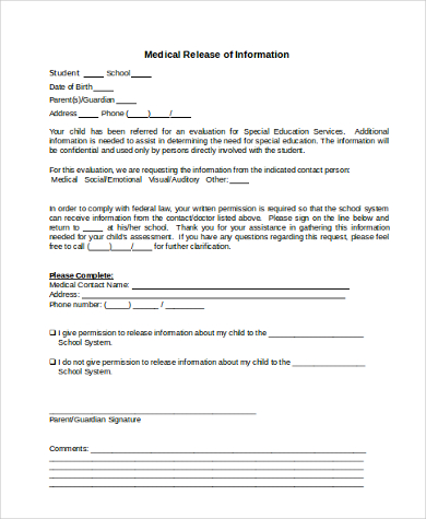 FREE 10+ Sample Medical Release of Information Forms in PDF | MS Word | Excel