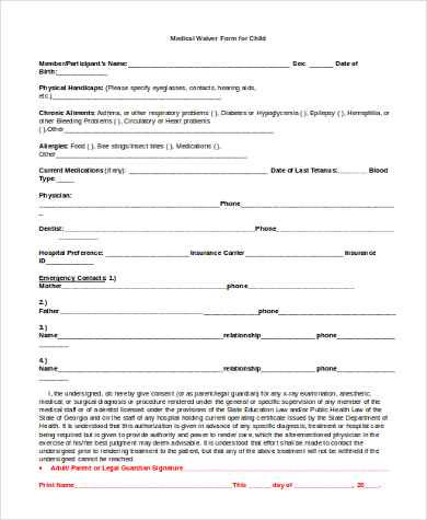FREE 14+ Medical Waiver Form Samples, PDF, MS Word, Google Docs, Excel