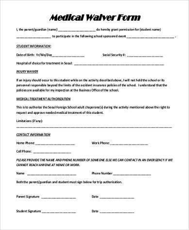 FREE 10+ Medical Waiver Form Samples in PDF | MS Word | Excel