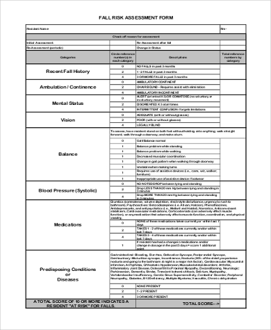 FREE 6+ Sample Fall Risk Assessment Forms in MS Word | PDF