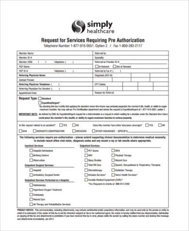 FREE 9+ Sample Pre Authorization Forms in PDF | Excel