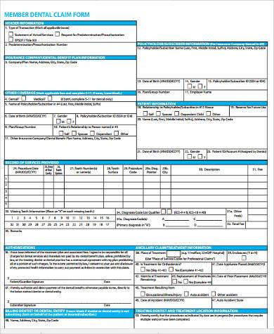 FREE 8+ Dental Claim Forms & Samples in MS Word | PDF