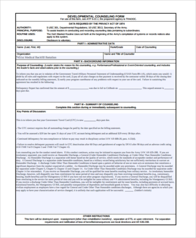 FREE 8+ Developmental Counseling Form Samples in PDF | MS Word
