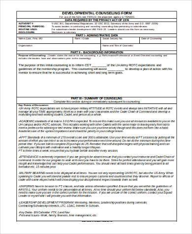 FREE 8+ Developmental Counseling Form Samples in PDF | MS Word