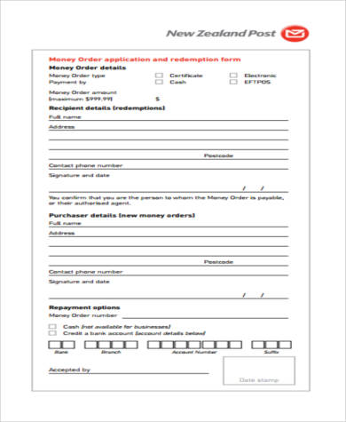 FREE 9+ Sample Money Order Forms in PDF | MS Word
