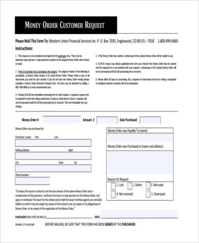 FREE 9+ Sample Money Order Forms in PDF | MS Word