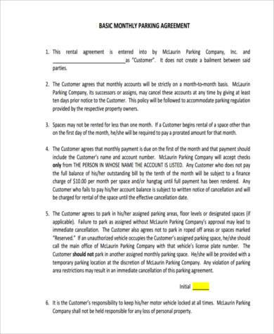 FREE 13+ Parking Agreement Form Samples, PDF, MS Word, Google Docs