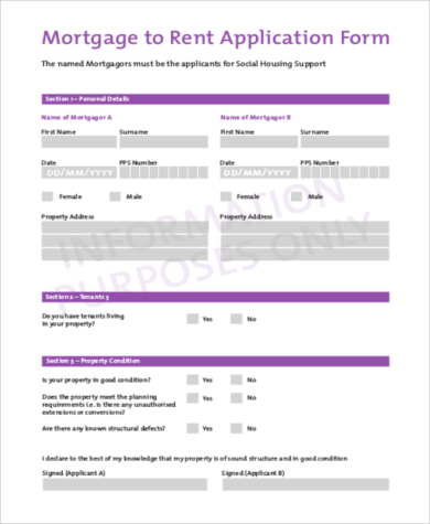 FREE 9+ Sample Rent Application Forms in PDF | MS Word