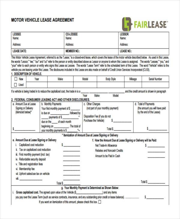 FREE 8+ Car Lease Agreement Samples in MS Word | PDF