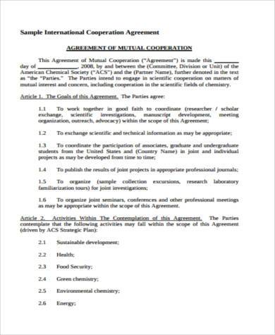 FREE 8+ Sample Cooperation Agreement Forms in PDF | MS Word
