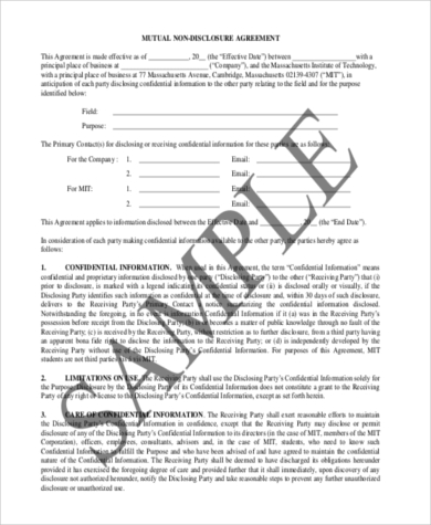 FREE 7+ Mutual Non Disclosure Agreement Samples in MS Word | PDF