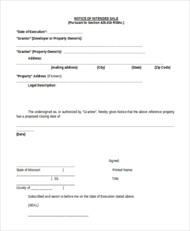 FREE 6+ Sample Notice of Sale Forms in PDF | MS Word