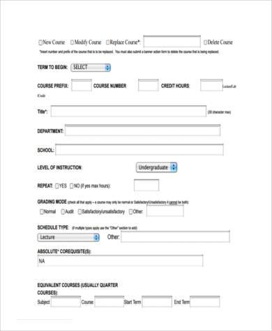 FREE 7+ Sample Course Action Forms in PDF | MS Word