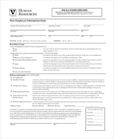 FREE 8+ Sample Employee Information Forms in MS Word | PDF