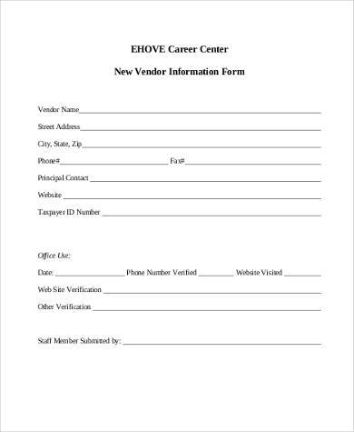 FREE 14+ Vendor Information Form Samples, PDF, MS Word, Google Docs, Excel