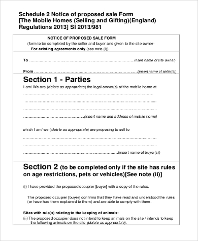 FREE 6+ Sample Notice of Sale Forms in PDF | MS Word