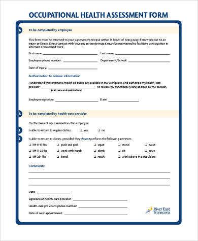 FREE 11+ Sample Health Assessment Forms in PDF | MS Word