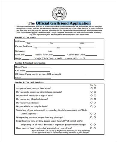 FREE 11+ Boyfriend Application Form Samples, PDF, MS Word, Google Docs