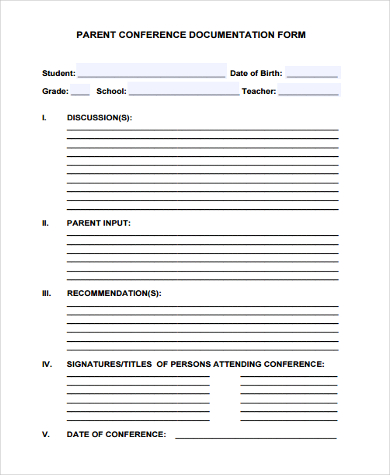 FREE 14+ Parent Conference Form Samples, PDF, MS Word, Google Docs