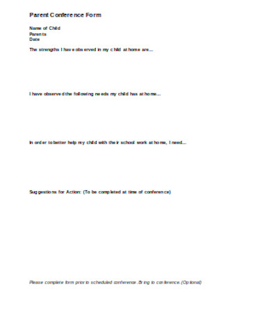 FREE 14+ Parent Conference Form Samples, PDF, MS Word, Google Docs