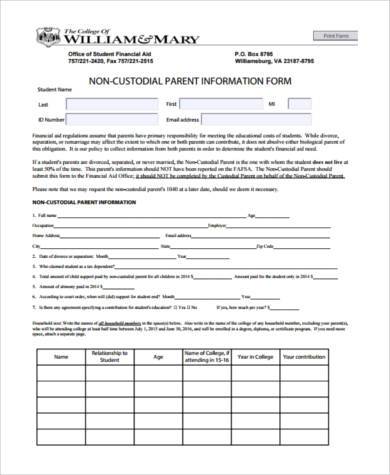 FREE 8+ Sample Parent Information Forms in PDF | MS Word