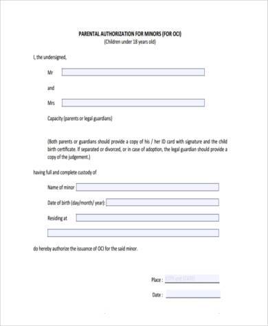 FREE 7+ Sample Parental Authorization Forms in PDF | MS Word