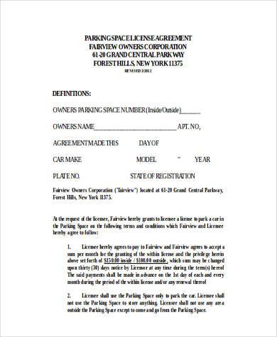 FREE 13+ Parking Agreement Form Samples, PDF, MS Word, Google Docs
