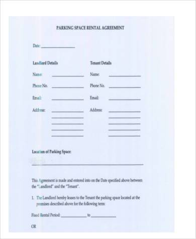 FREE 13+ Parking Agreement Form Samples, PDF, MS Word, Google Docs