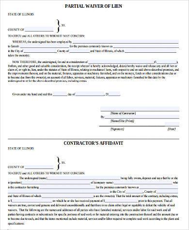 FREE 8+ Sample Lien Waiver Forms in PDF | MS Word
