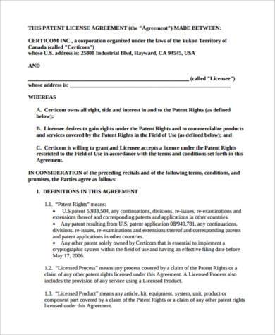 FREE 8+ Sample Patent Agreement Forms in PDF | MS Word