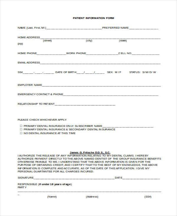 FREE 14+ Patient Information Form Samples, PDF, MS Word, Google Docs