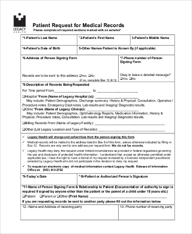 FREE 10+ Sample Medical Records Request Forms in PDF | MS Word