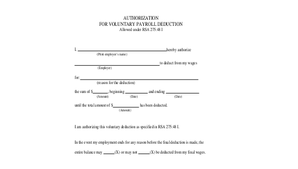 Printable Payroll Deduction Form Template Printable Forms Free Online