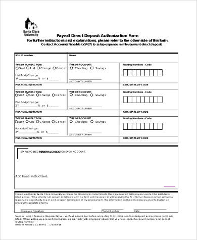 FREE 8+ Direct Deposit Authorization Forms & Samples in PDF | MS Word