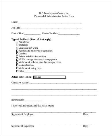 FREE 7+ Sample Administrative Action Forms in PDF | MS Word
