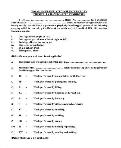 FREE 11+ Physical Certificate Form Samples, PDF, MS Word, Google Docs